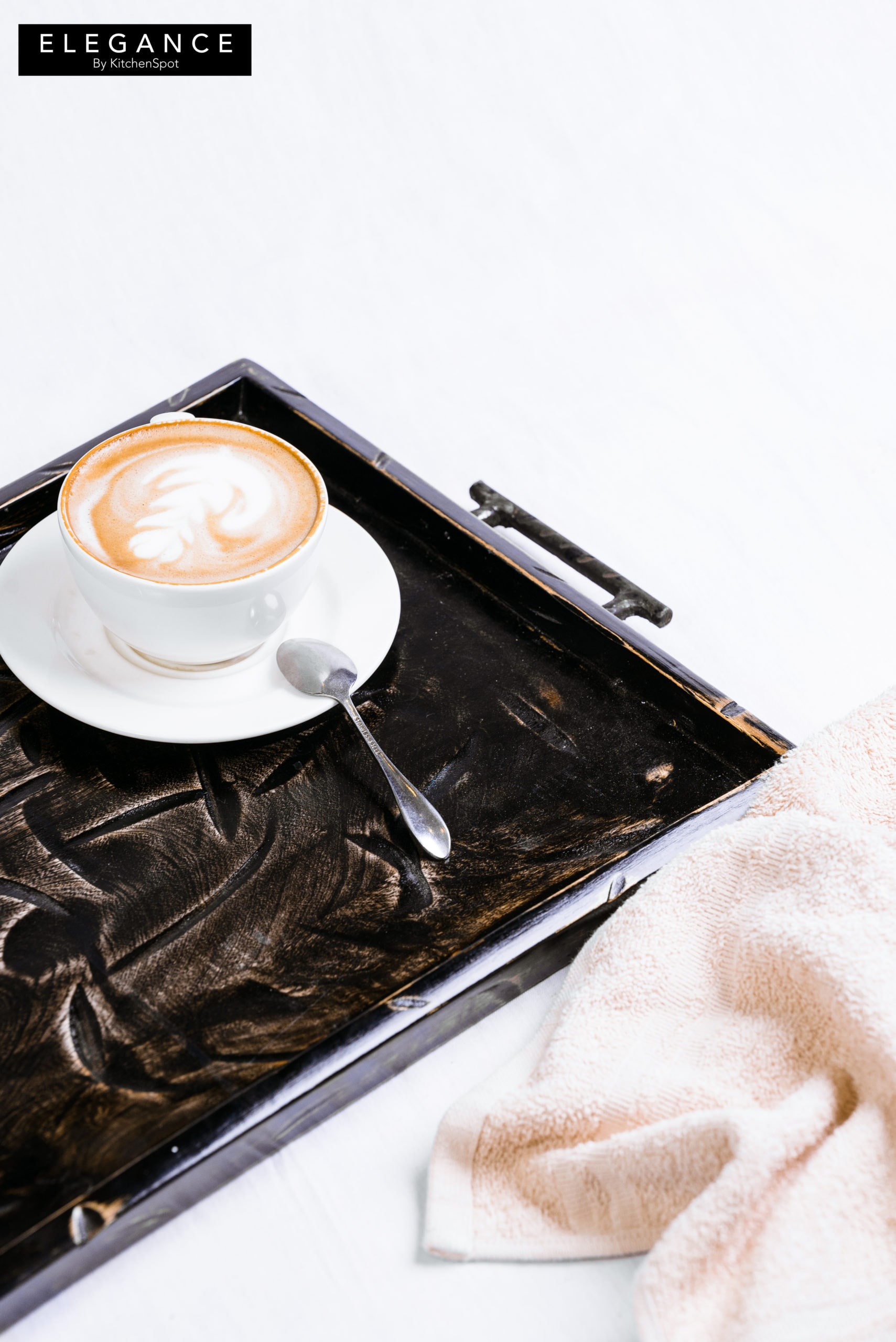 Elegance Dark Wood Rectangular Tray - KitchenSpot