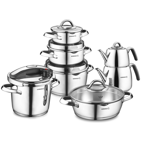 Korkmaz Vertex Black 15 Piece Hyper Set - KitchenSpot