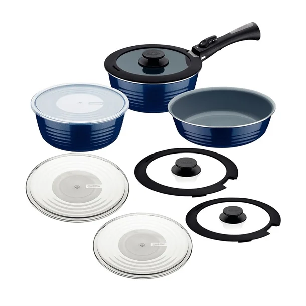 10-Piece Nesting Cookware Set Navy - KitchenSpot