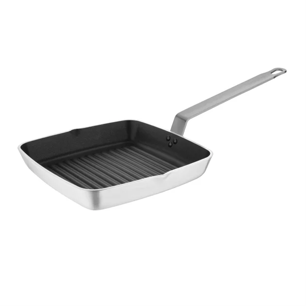 Aluminium Square Non-Stick Teflon Ribbed Skillet Pan - KitchenSpot